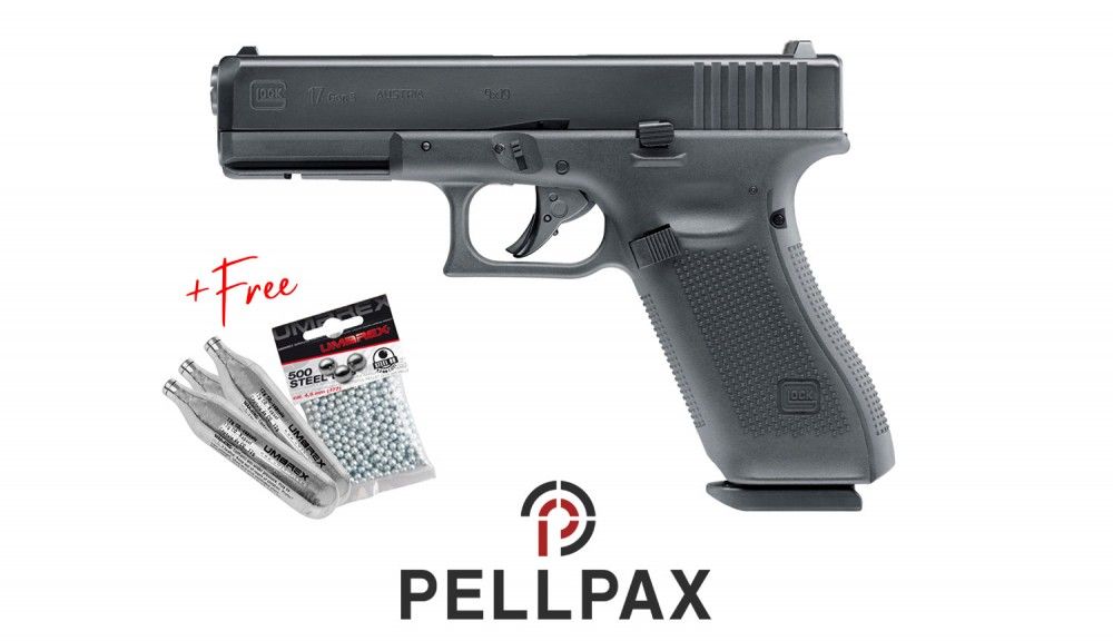Glock 17 Gen5 - 4.5mm BB Air Pistol + Free CO2 & BBs! - CO2 Powered Air ...